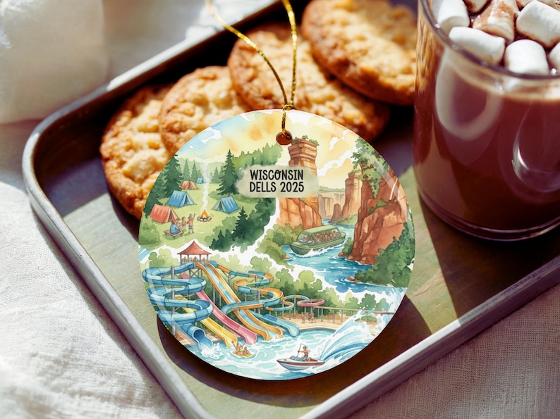 Wisconsin Dells Ornament 2026 Waterpark Duck Boat Camper Watercolor ...