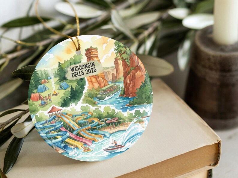 Wisconsin Dells Ornament 2026 Waterpark Duck Boat Camper Watercolor ...