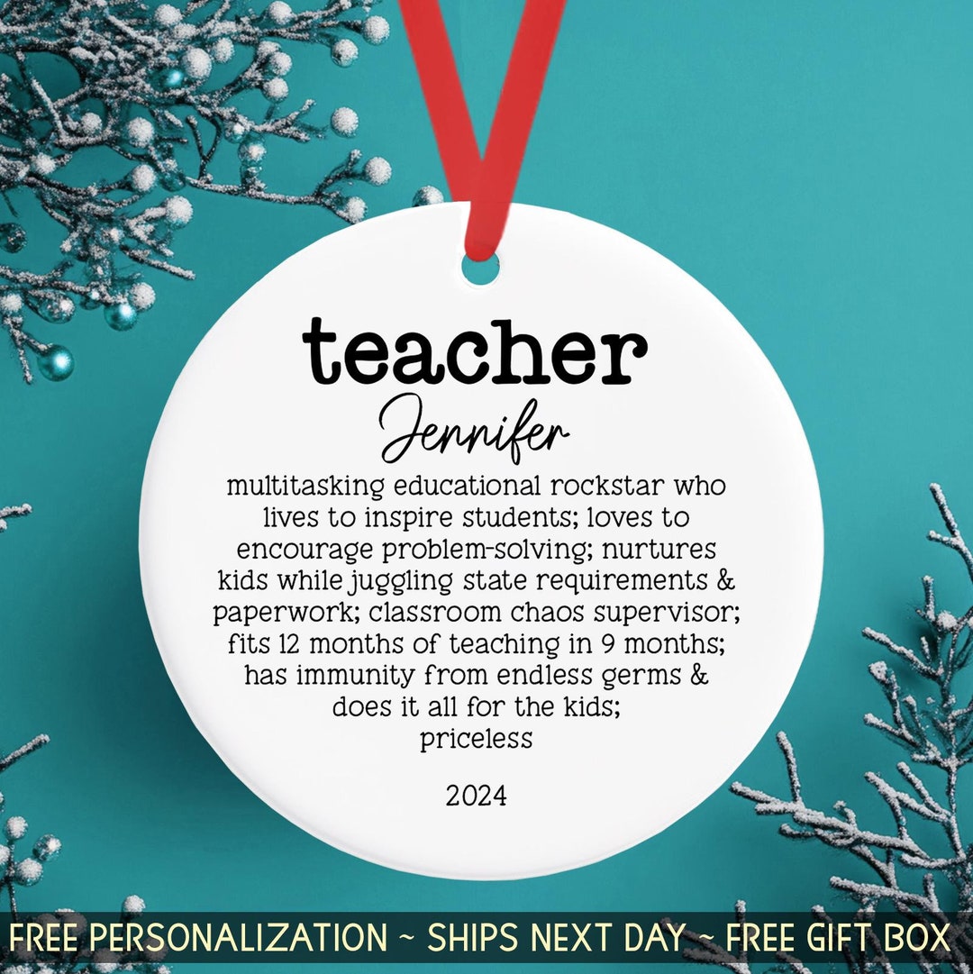 Teacher Christmas Ornament Personalized Teacher Definition Dictionary ...