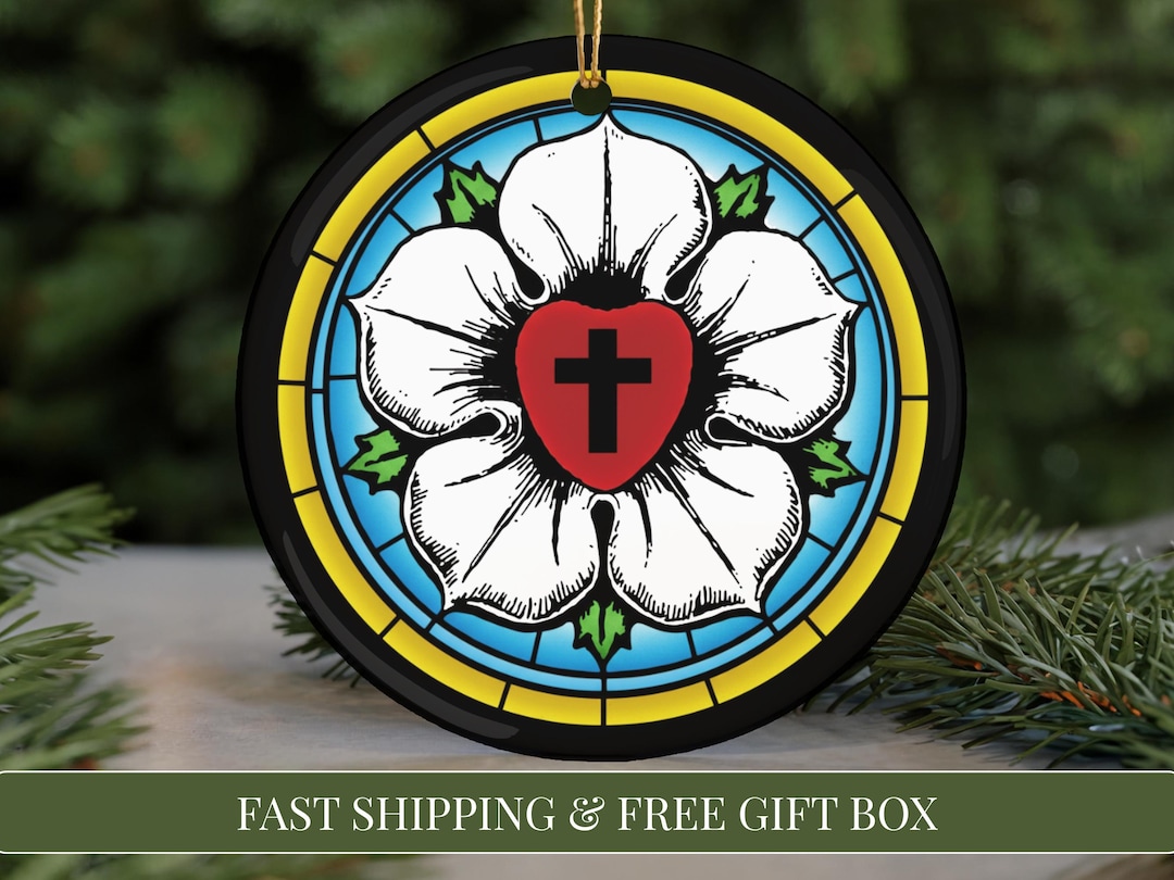 Luther Seal Ornament Stained Glass Style Christian Gift Martin Luther ...