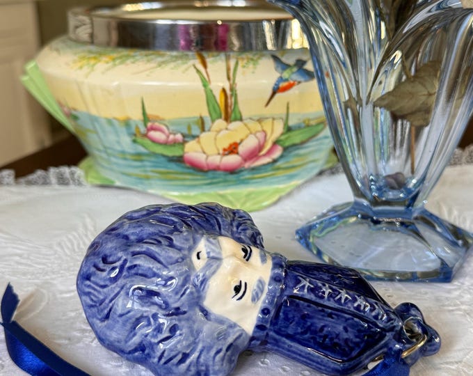 Unusual Delft Blue Ceramic Christmas Hanging Decoration, St Nicholas ...