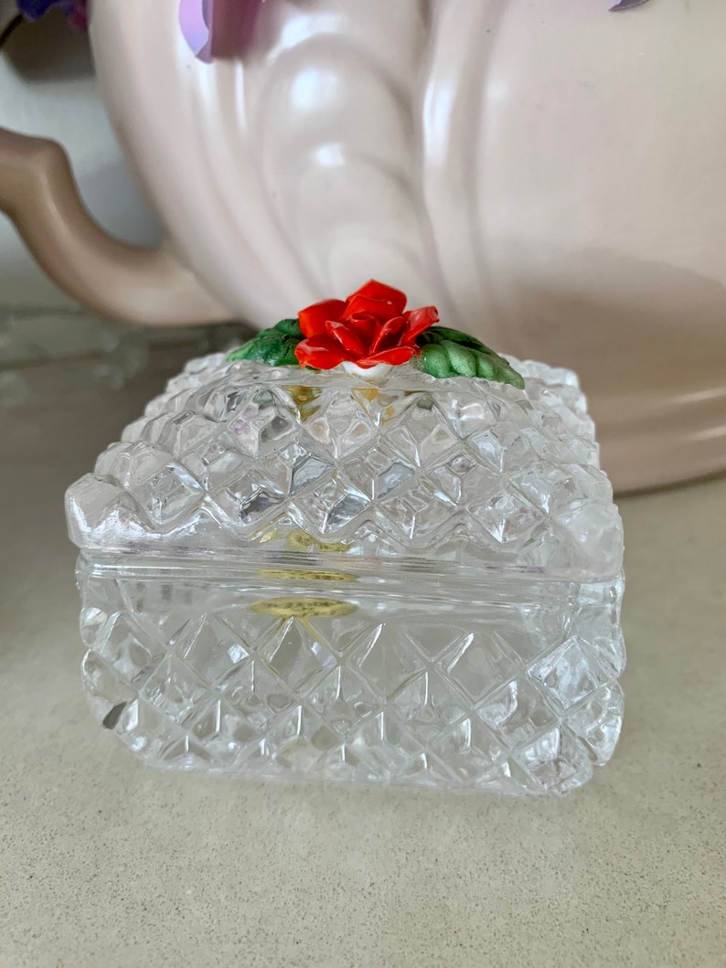 Vintage Rectangular Lead Crystal Trinket Dish With Bone China - Etsy