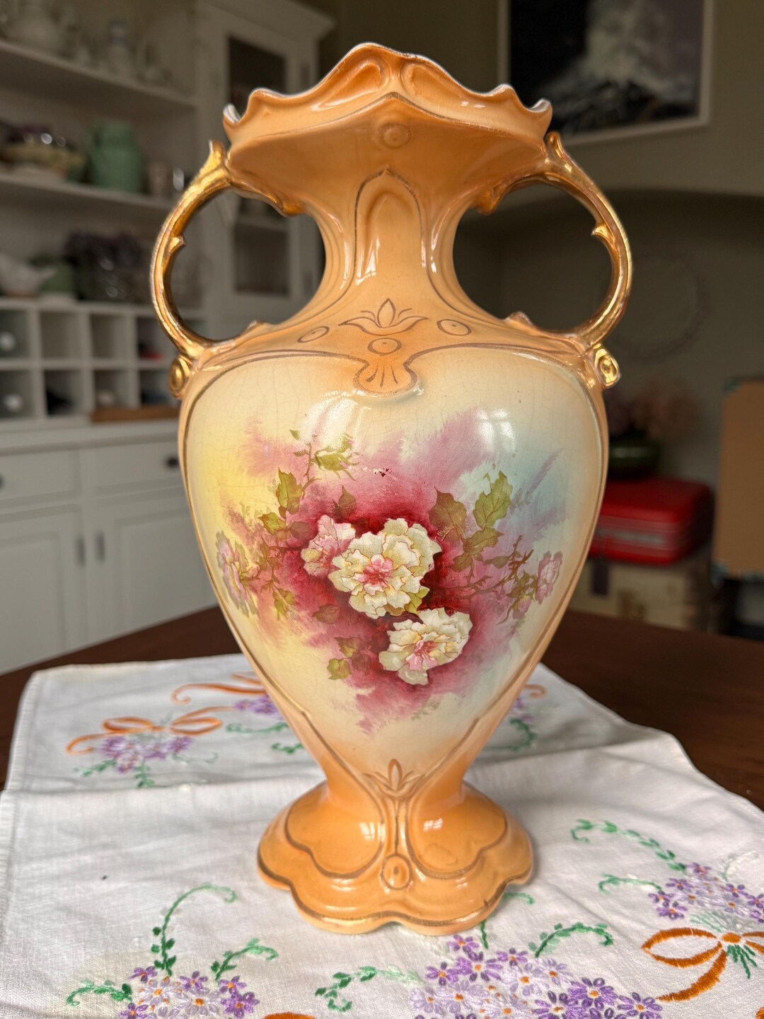 Vintage Victorian Blush Vase/urn, Floral, - Etsy