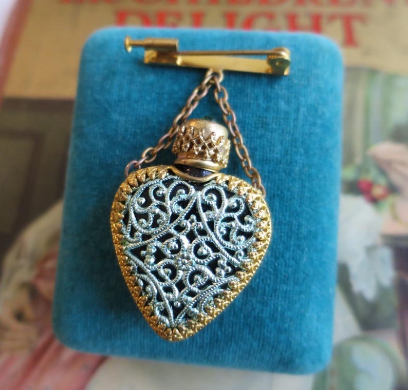 Tremendous Antique Perfume Bottle Mounted Filigree Trombone Clasp ...
