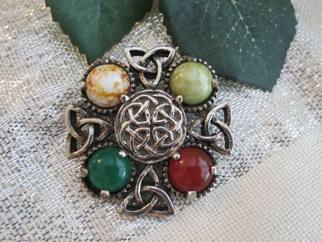 Vintage Celtic Signed Jacobite Agate Glass Mid Century Brooch / Kilt ...