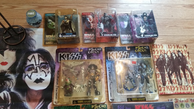 Vintage 1990's Kiss Action Figures, Poster, Puzzle, Folders & Candle ...