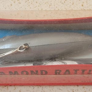 Vintage Diamond Rattler Jim Strader Fishing Lure 4" Inch Large Silver ...