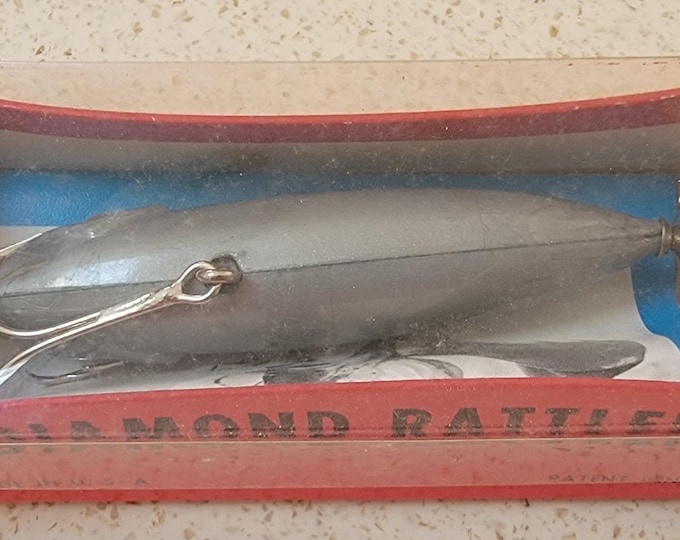 Vintage Diamond Rattler Jim Strader Fishing Lure 4" Inch Large Silver ...