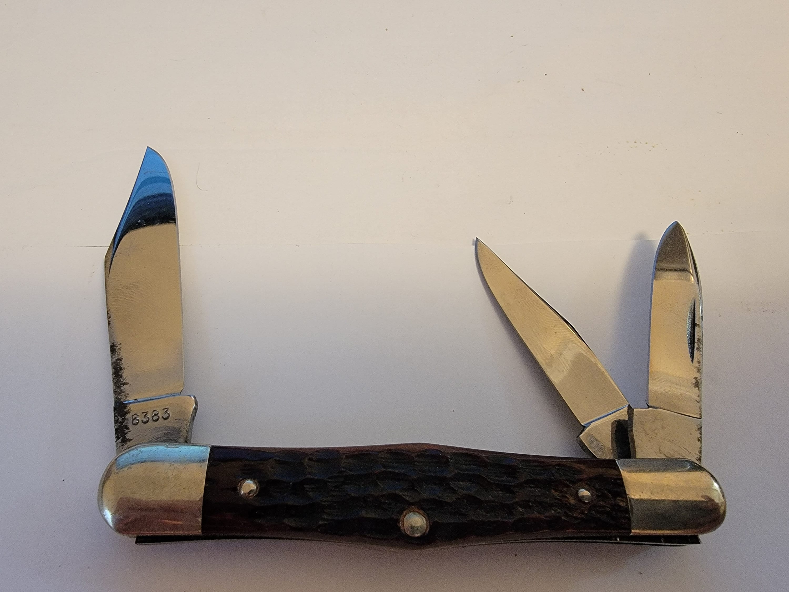 1965-69 Case XX 6383 Whittler Center Swell Three Blade Folding Knife ...
