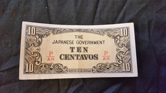 WWII Japanese Government Ten Centavos P Over AH Bill - Etsy
