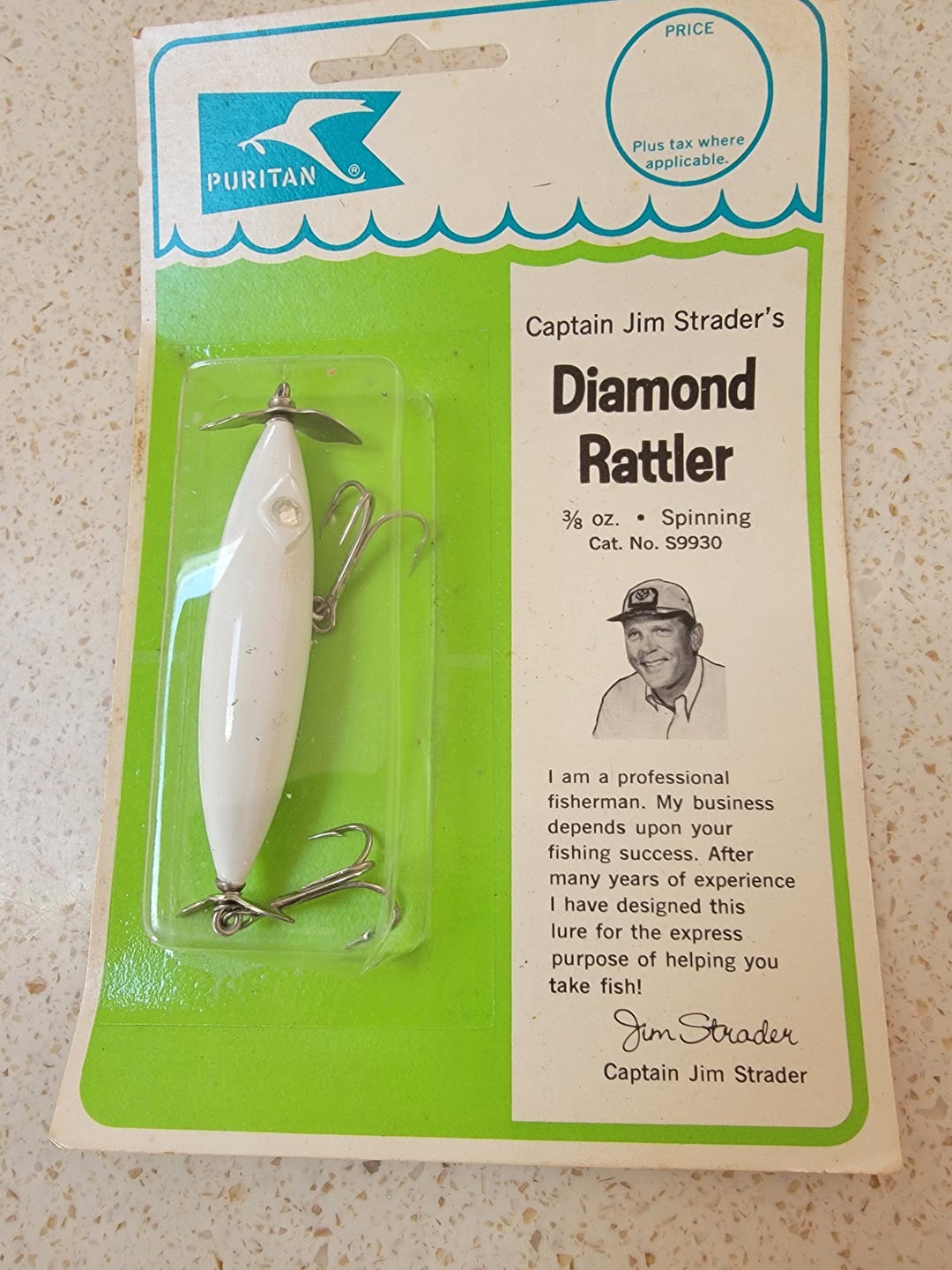 Vintage Diamond Rattler Jim Strader Fishing Lure 3 14" Inch Large White ...