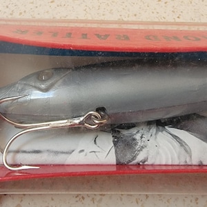 Vintage Diamond Rattler Jim Strader Fishing Lure 4" Inch Large Silver ...