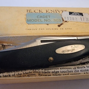 Vintage 1970's Buck 303 USA Cadet Pocket Knife New W/box & Paperwork - Etsy
