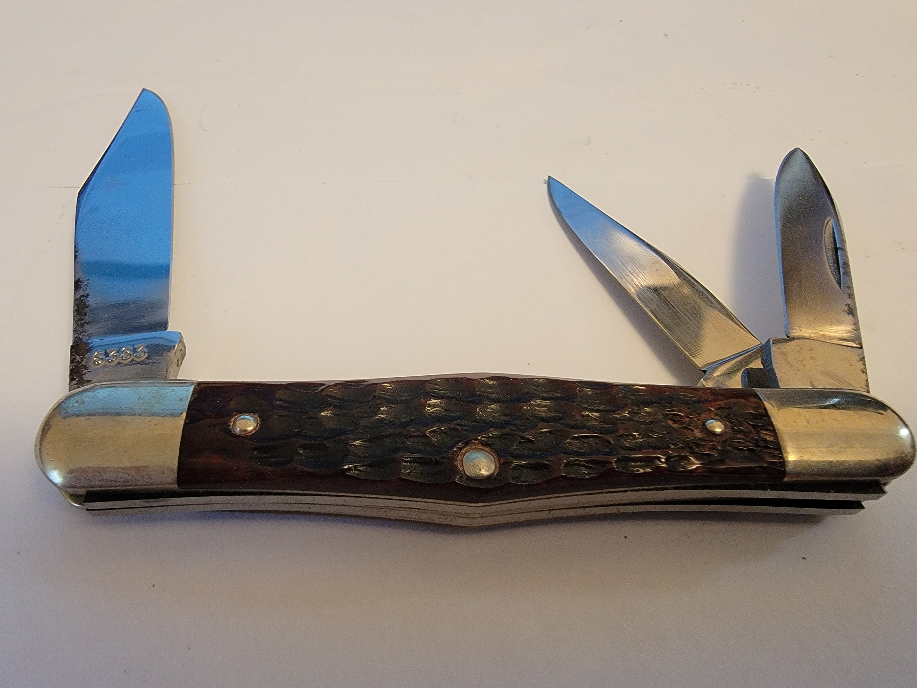 1965-69 Case XX 6383 Whittler Center Swell Three Blade Folding Knife ...