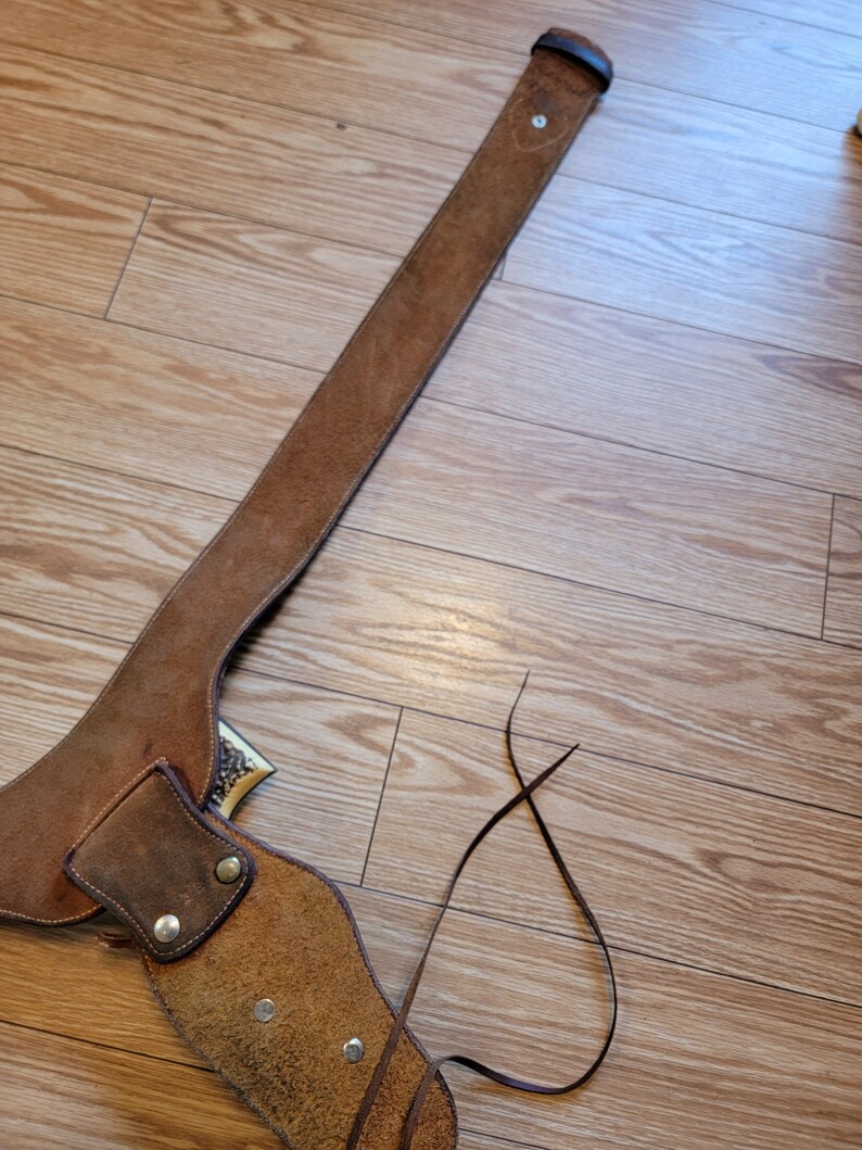 Handmade Leather Cowboy Fast Draw Western Holster & Belt 38 Waist ...