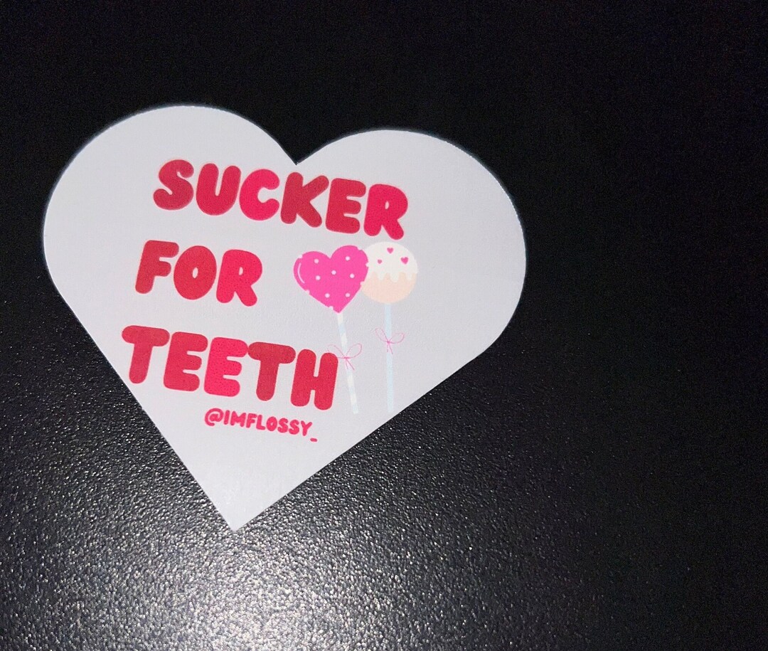 Valentine's Day Dental Tooth Sticker | Sucker for Teeth Sticker | Heart ...
