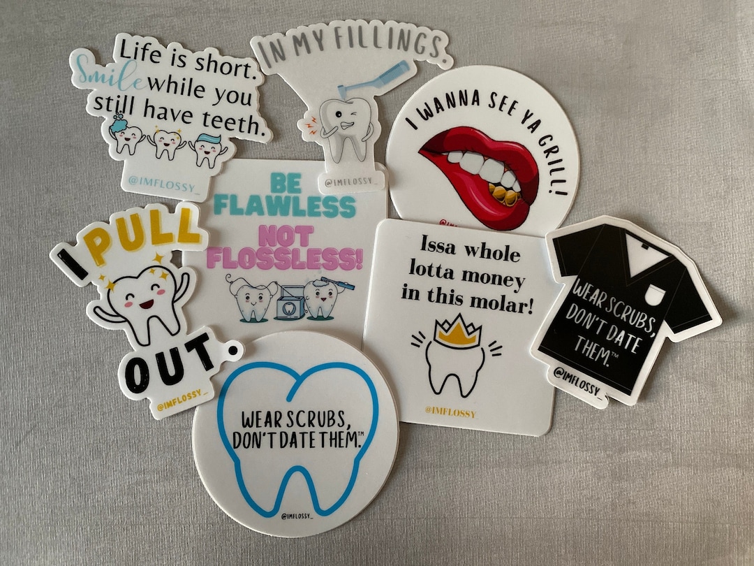 Funny Dental Sticker Pack (8 Stickers) - Etsy