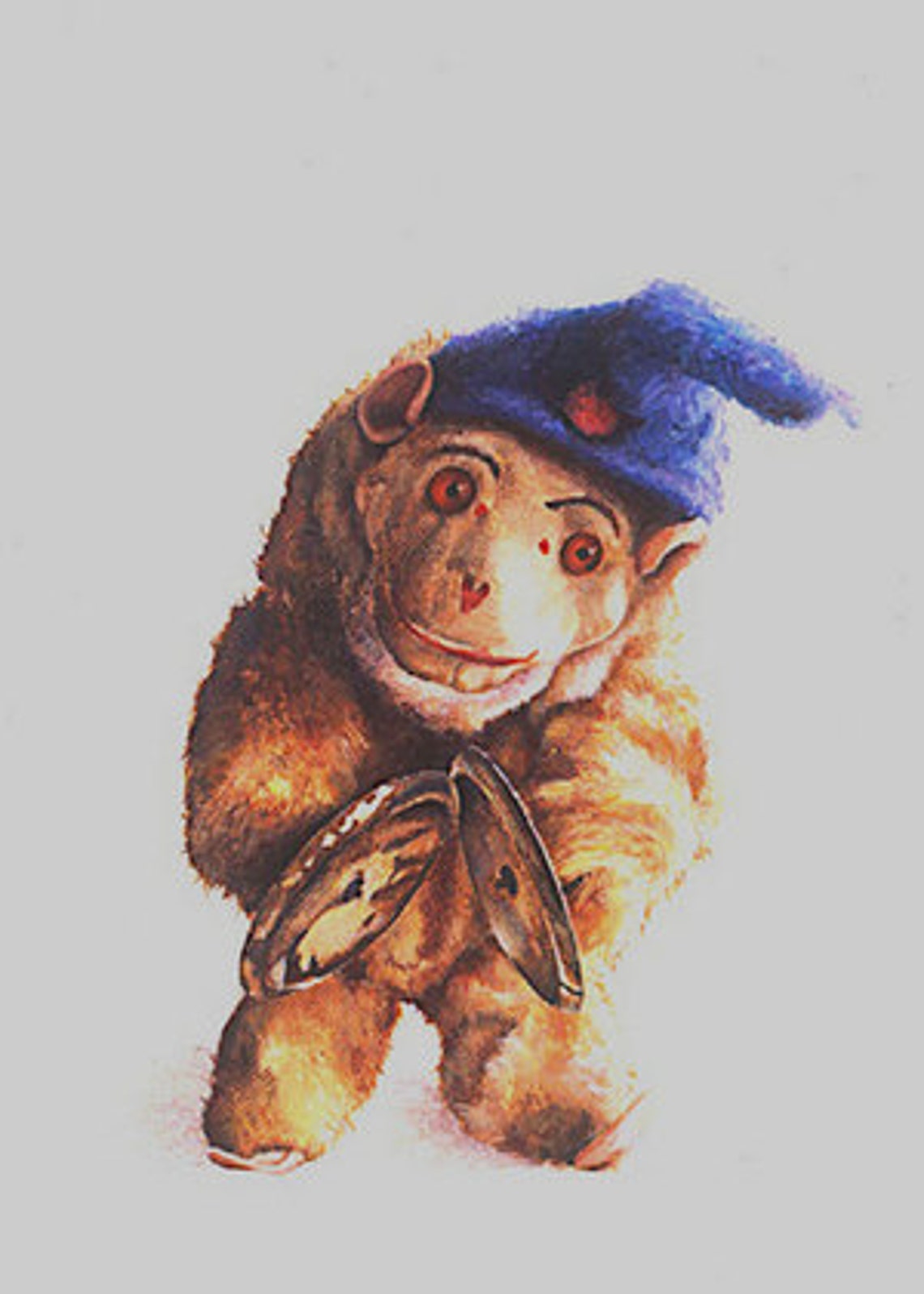 Greeting Card, Wind up Monkey Toy Greeting Card, Blank Card, Original ...