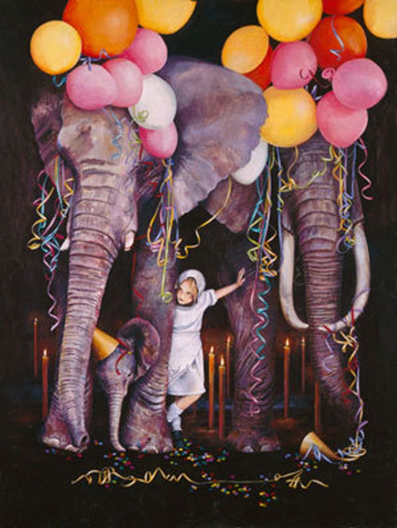 Birthday Cards, Greeting Cards, Elephant Card, Art Card, Animal Art ...