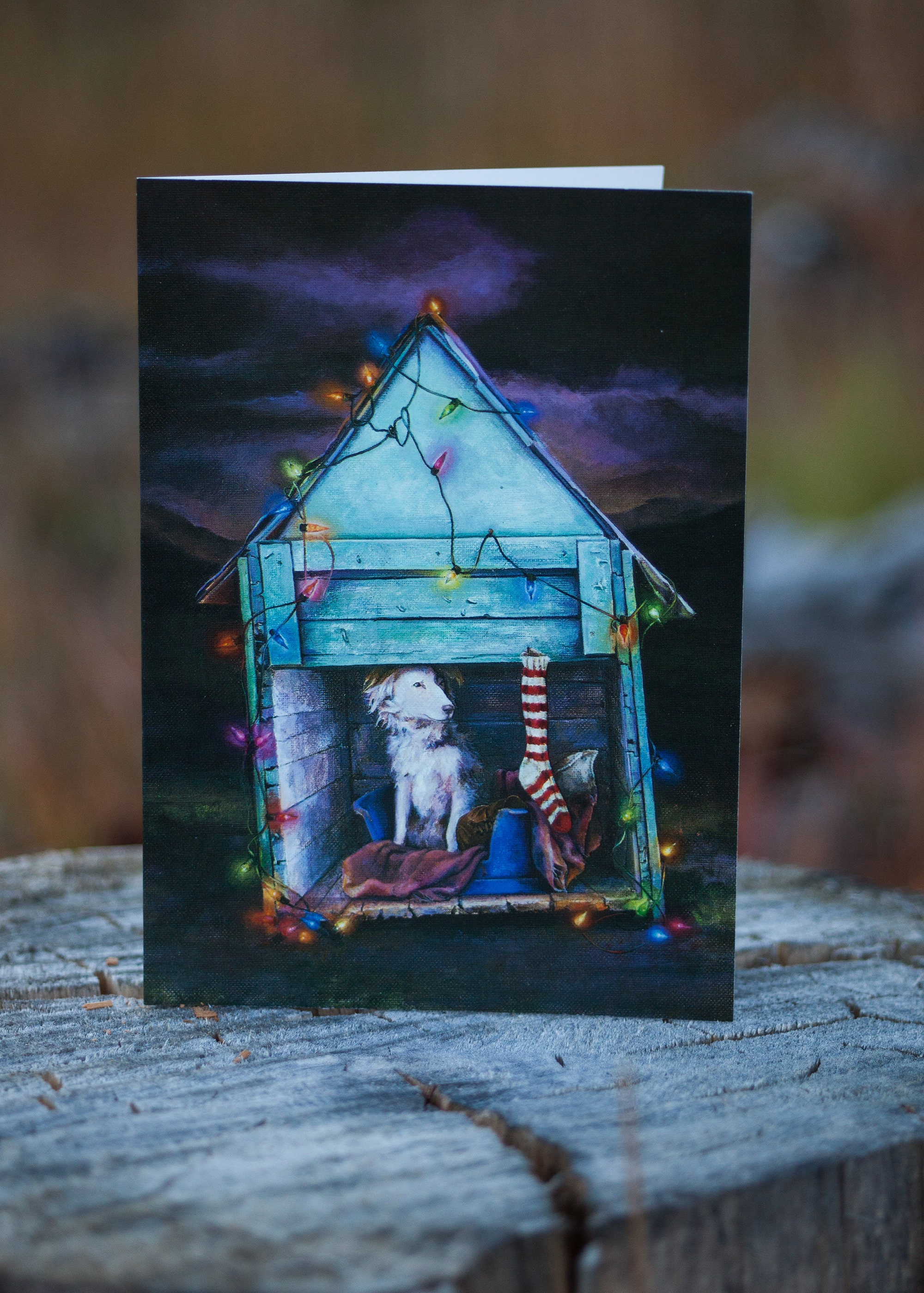 Dog Christmas Card, Dog Holiday Card, Greeted Christmas Card, Border ...