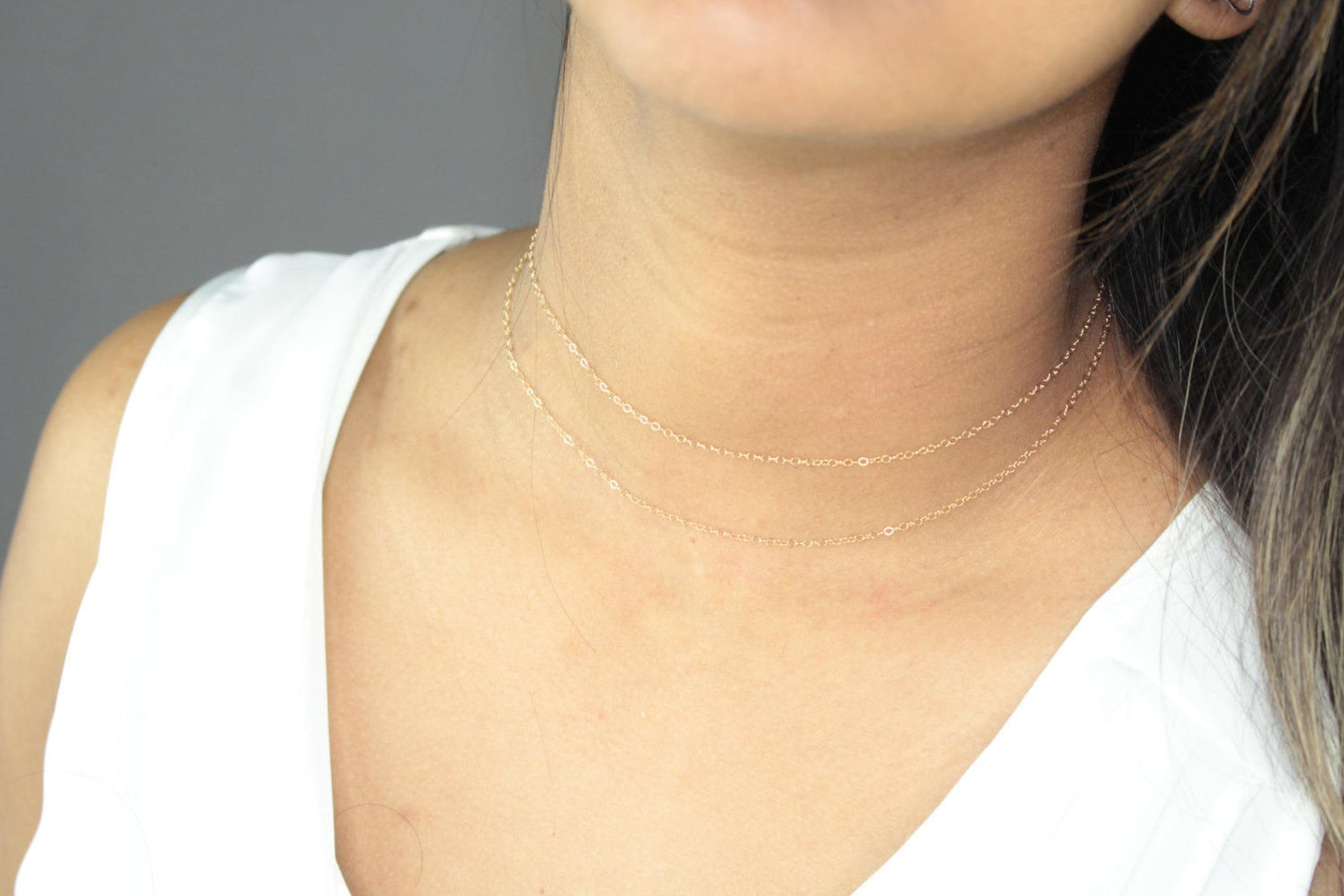 Chain Choker Necklace-gold Filled Chain Choker-sterling Silver - Etsy