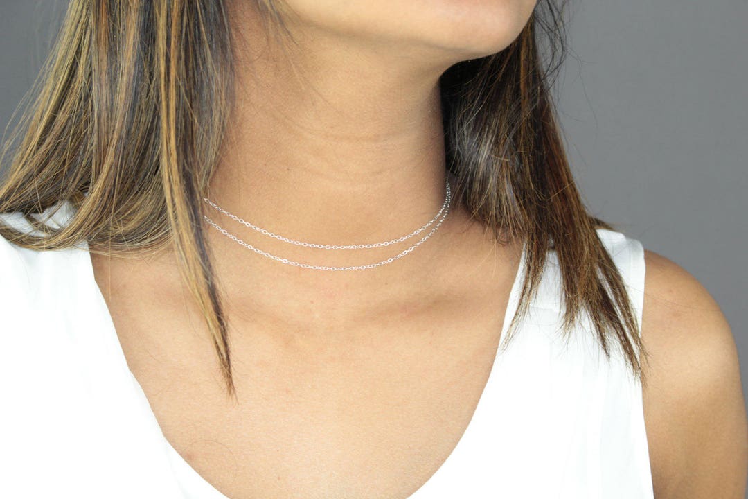 Chain Choker Necklace-sterling Silver Chain Choker-gold Filled Chain ...