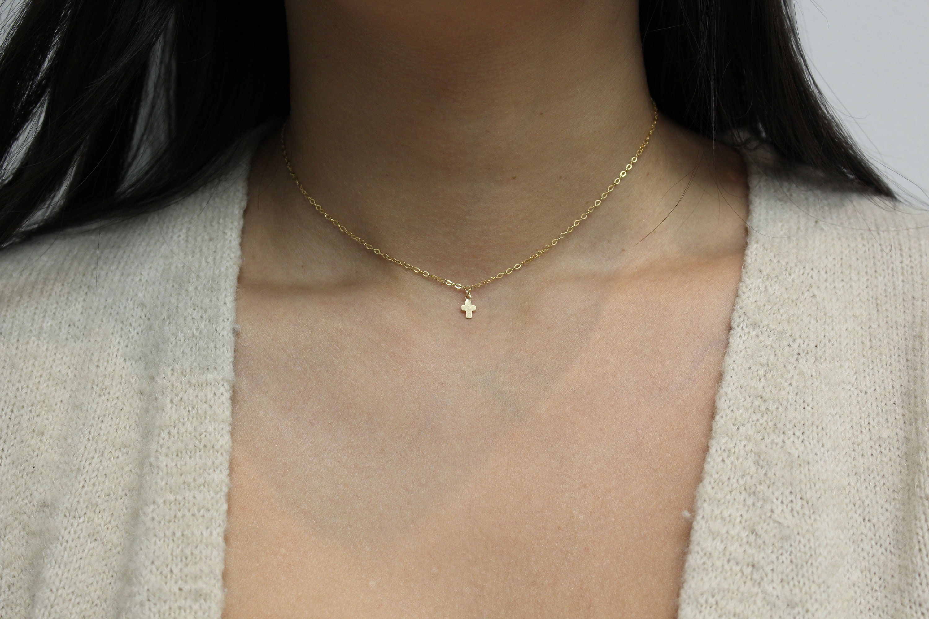 Sale Tiny Gold Cross Necklace-tiny Gold Filled Cross-mini - Etsy Canada