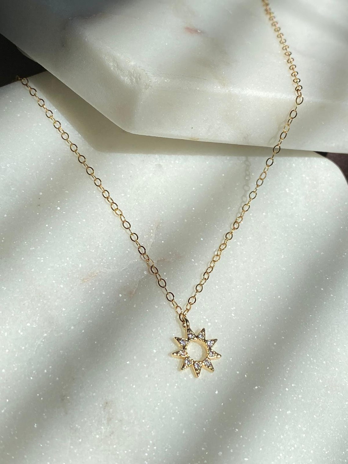 Tiny CZ Sun Necklace-Gold Filled Chain-Sun Necklace-Gold Sun | Etsy