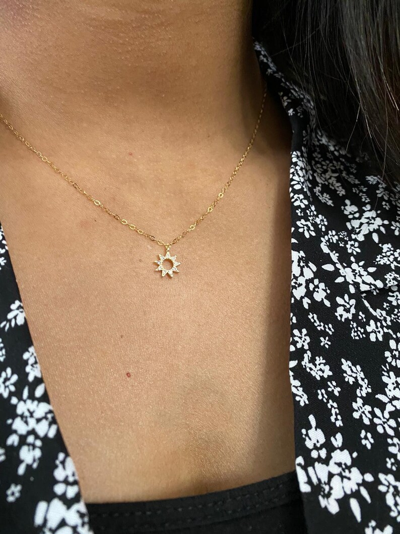 Tiny CZ Sun Necklace-gold Filled Chain-sun Necklace-gold Sun - Etsy