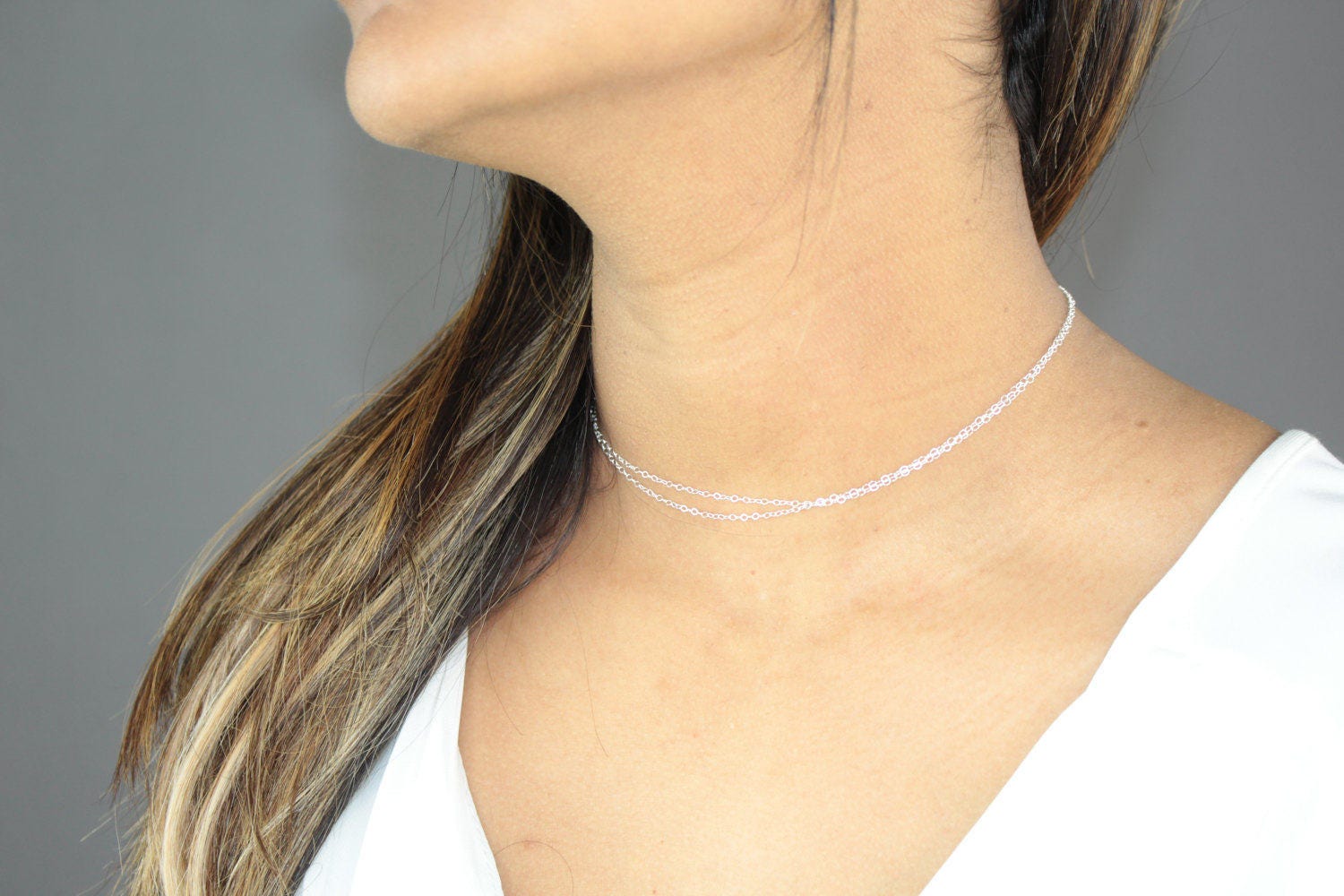 Chain Choker Necklace-sterling Silver Chain Choker-gold Filled - Etsy