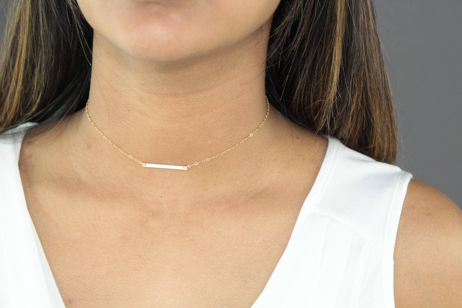 Bar Choker Necklace-gold Filled Bar Choker-sterling Silver Bar | Etsy