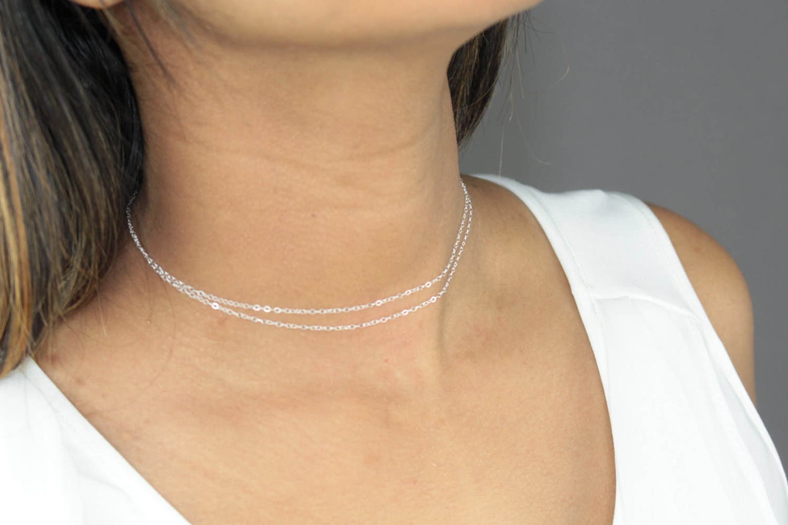 Chain Choker Necklace-sterling Silver Chain Choker-gold Filled - Etsy