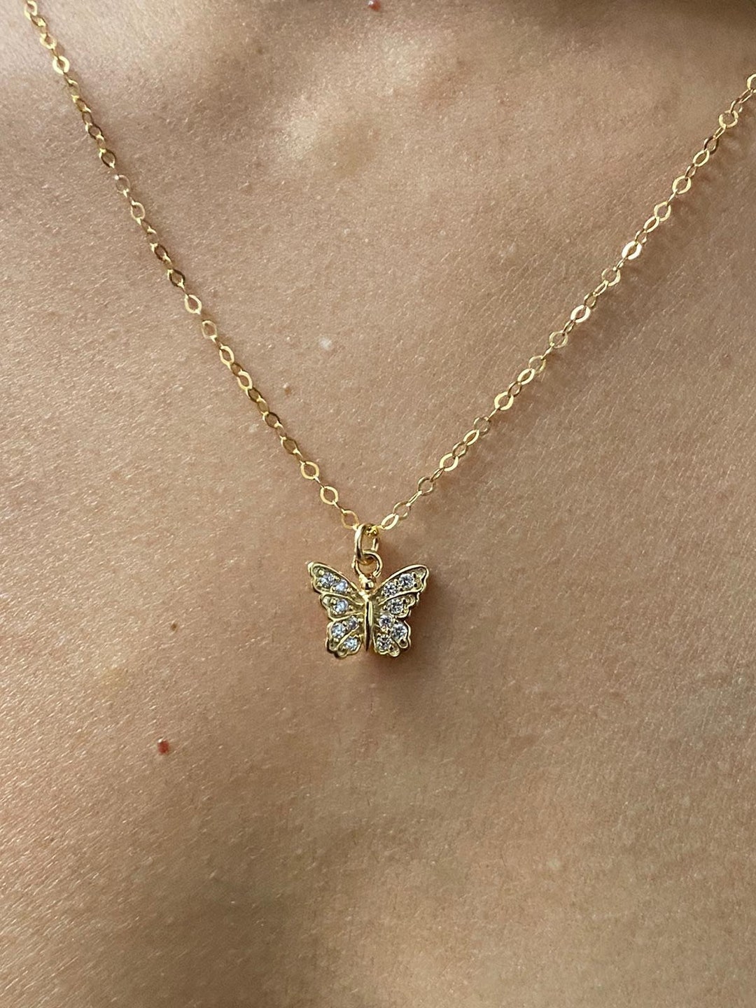 Gold Butterfly Necklace-gold Filled Chain-trendy Butterfly Necklace ...