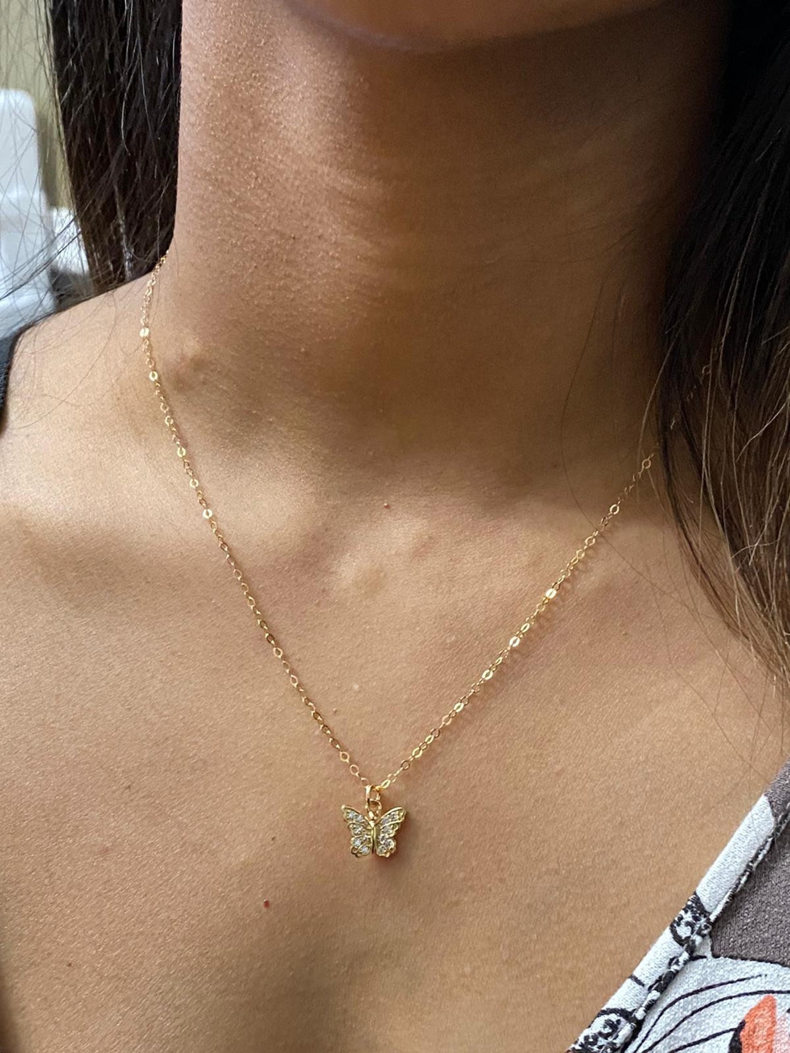 Gold Butterfly Necklace-gold Filled Chain-trendy Butterfly - Etsy