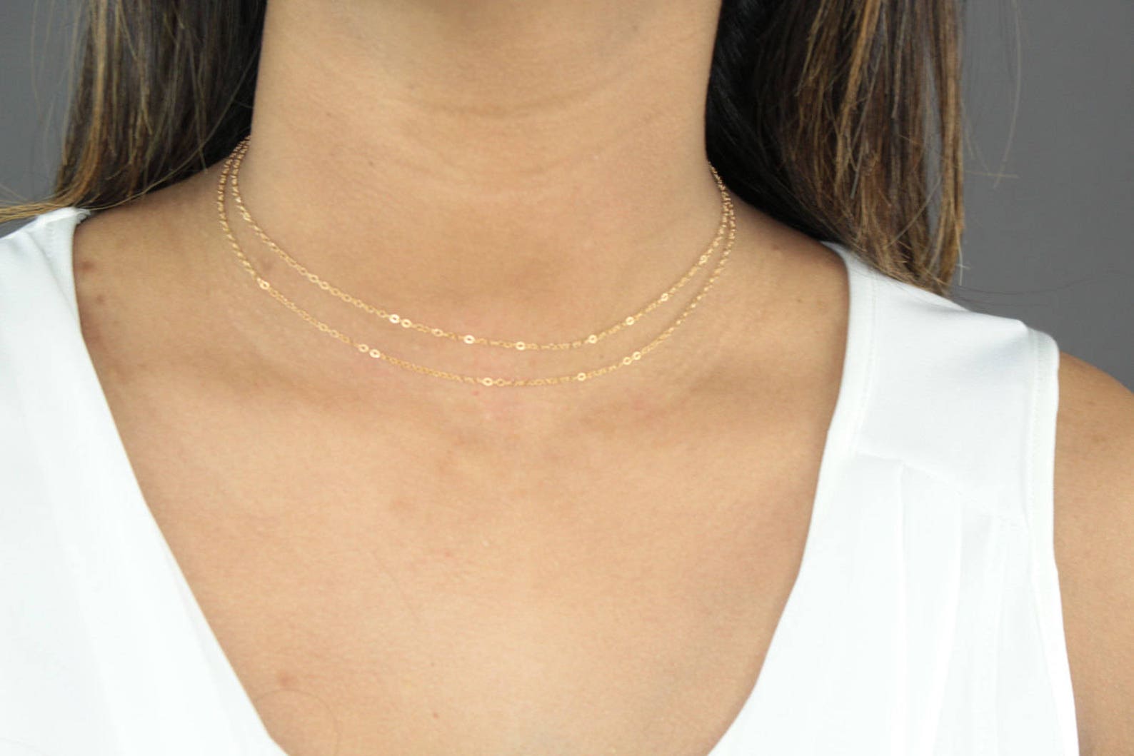 Chain Choker Necklace-gold Filled Chain Choker-sterling Silver - Etsy