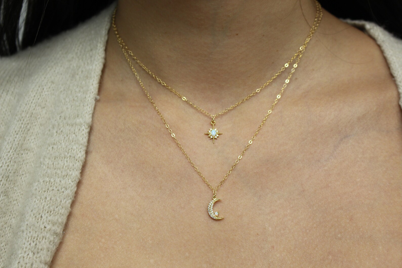 Gold Opal North Star Necklace-14k Gold Filled Chain-north Star - Etsy