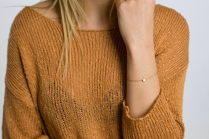 Gold Star Bracelet-14k Gold Filled Chain-Silver Star | Etsy
