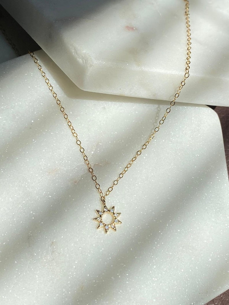 Tiny CZ Sun Necklace-gold Filled Chain-sun Necklace-gold Sun - Etsy