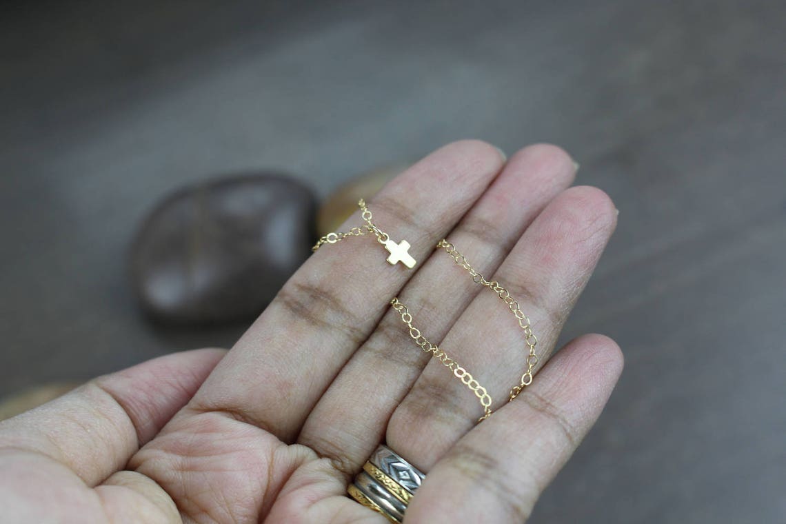 Sale! Tiny Gold Cross Necklace-tiny Gold Filled Cross-sterling Silver ...