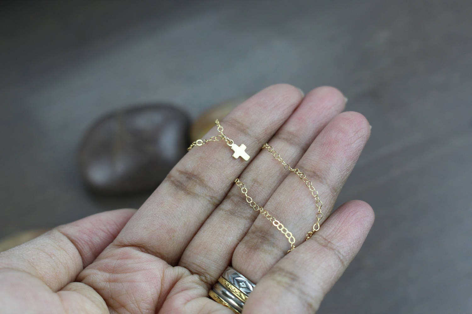 Sale! Tiny Gold Cross Necklace-tiny Gold Filled Cross-sterling Silver ...