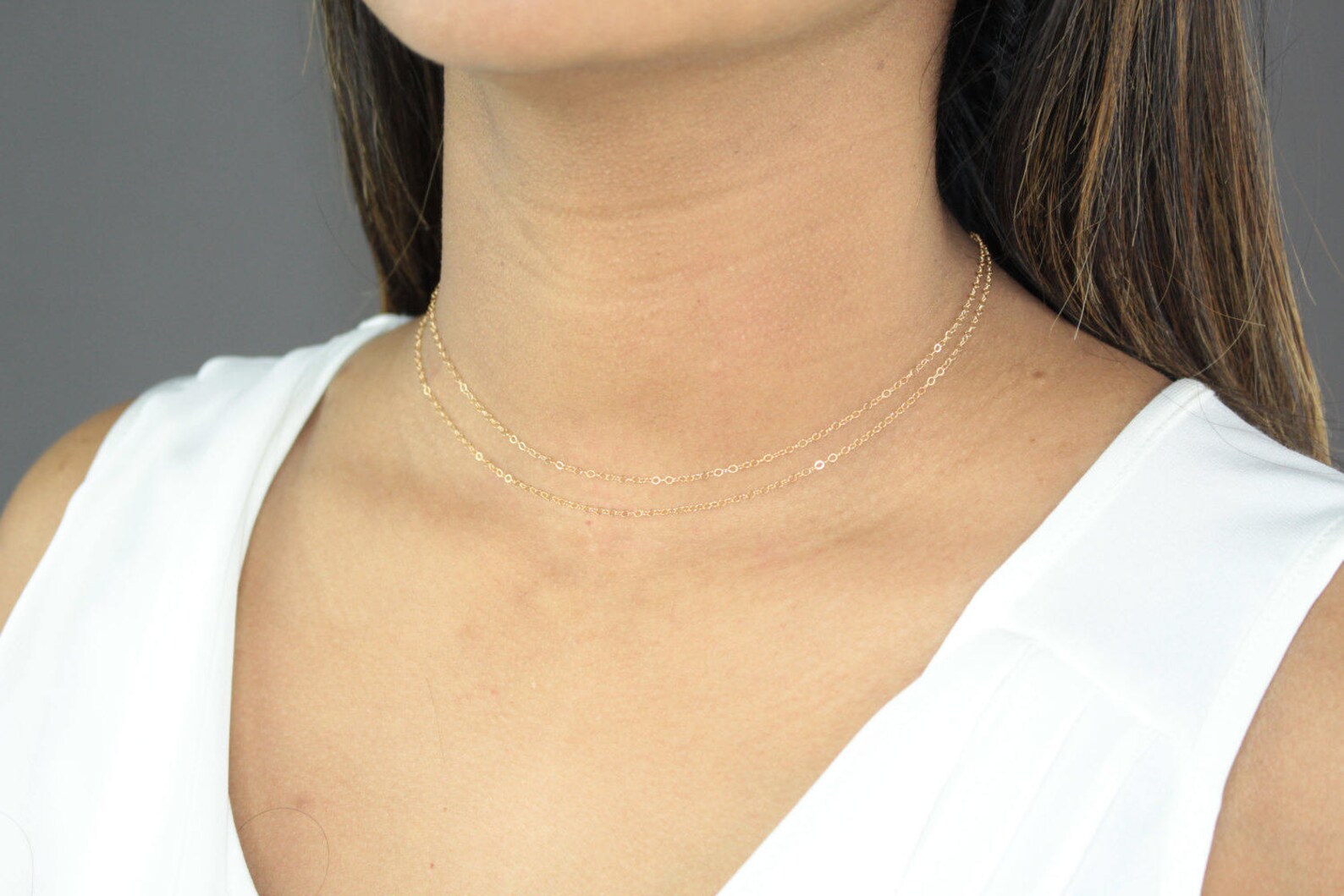 Chain Choker Necklace-gold Filled Chain Choker-sterling Silver - Etsy