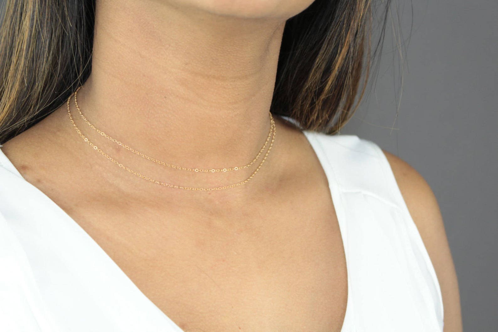 Chain Choker Necklace-gold Filled Chain Choker-sterling Silver - Etsy