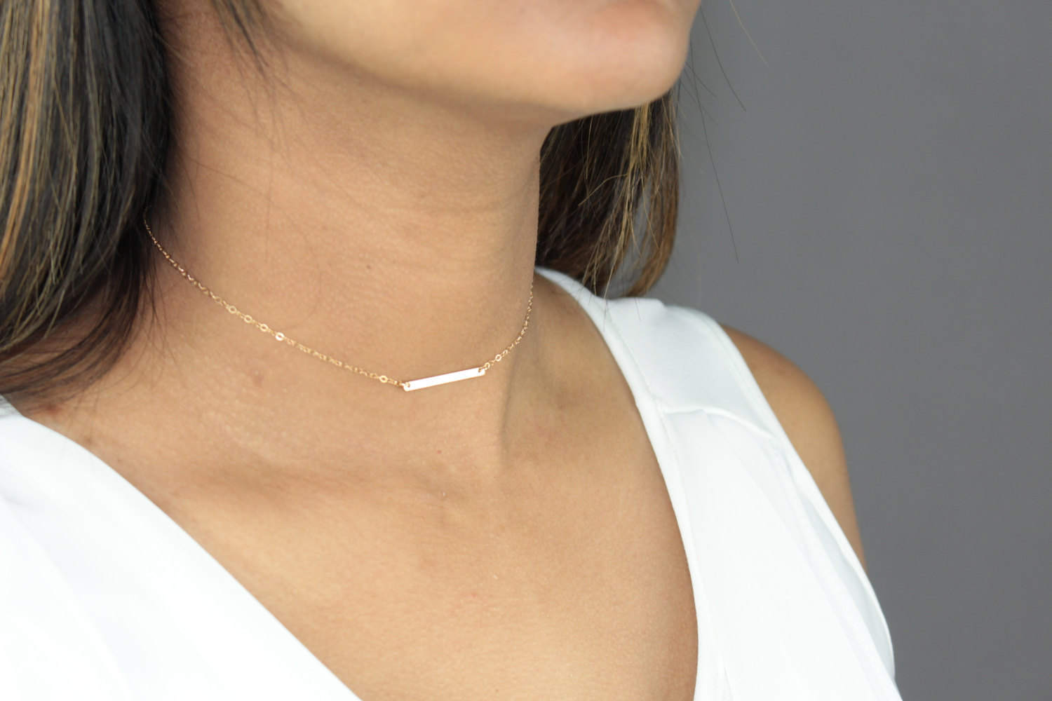 Bar Choker Necklace-gold Filled Bar Choker-sterling Silver Bar | Etsy