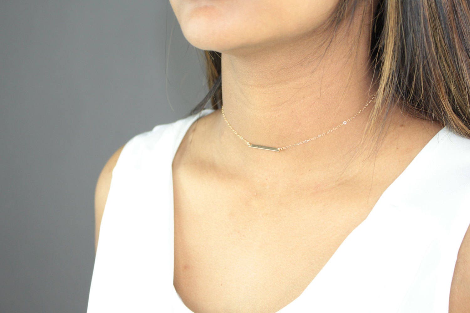 Bar Choker Necklace-gold Filled Bar Choker-sterling Silver Bar | Etsy