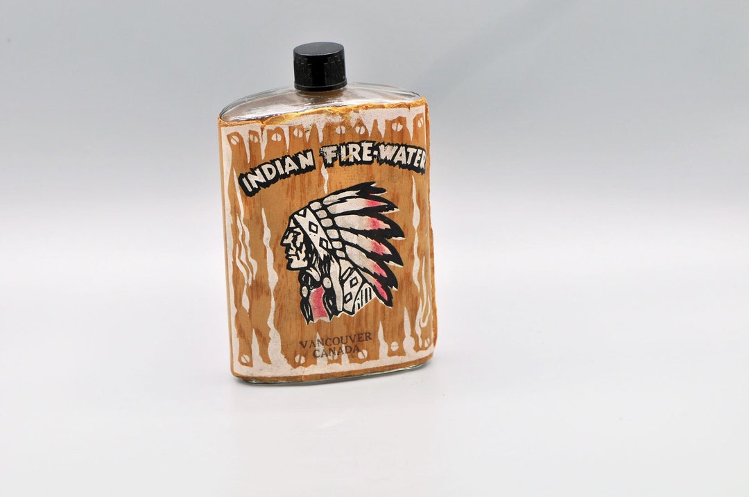 Vintage Indian Fire-water Souvenir Liquor Pocket Flask, Indian Fire ...