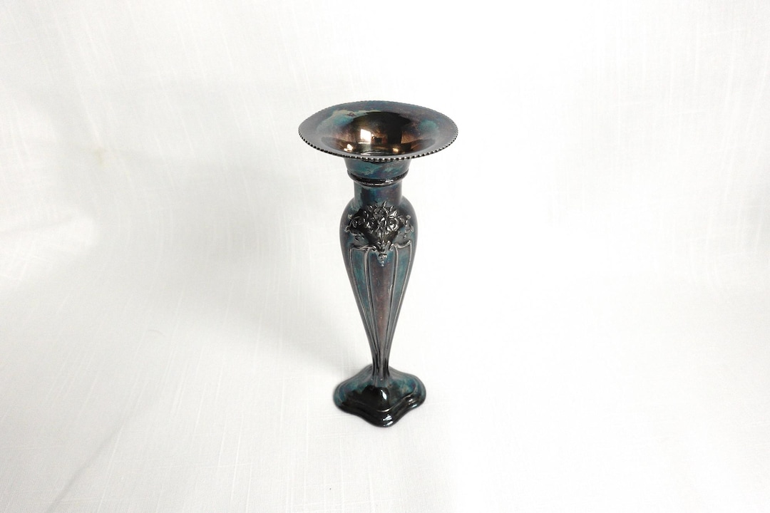 Vintage Floral Silver Plate Bud Vase With Patina, Benedict-proctor Mfg ...
