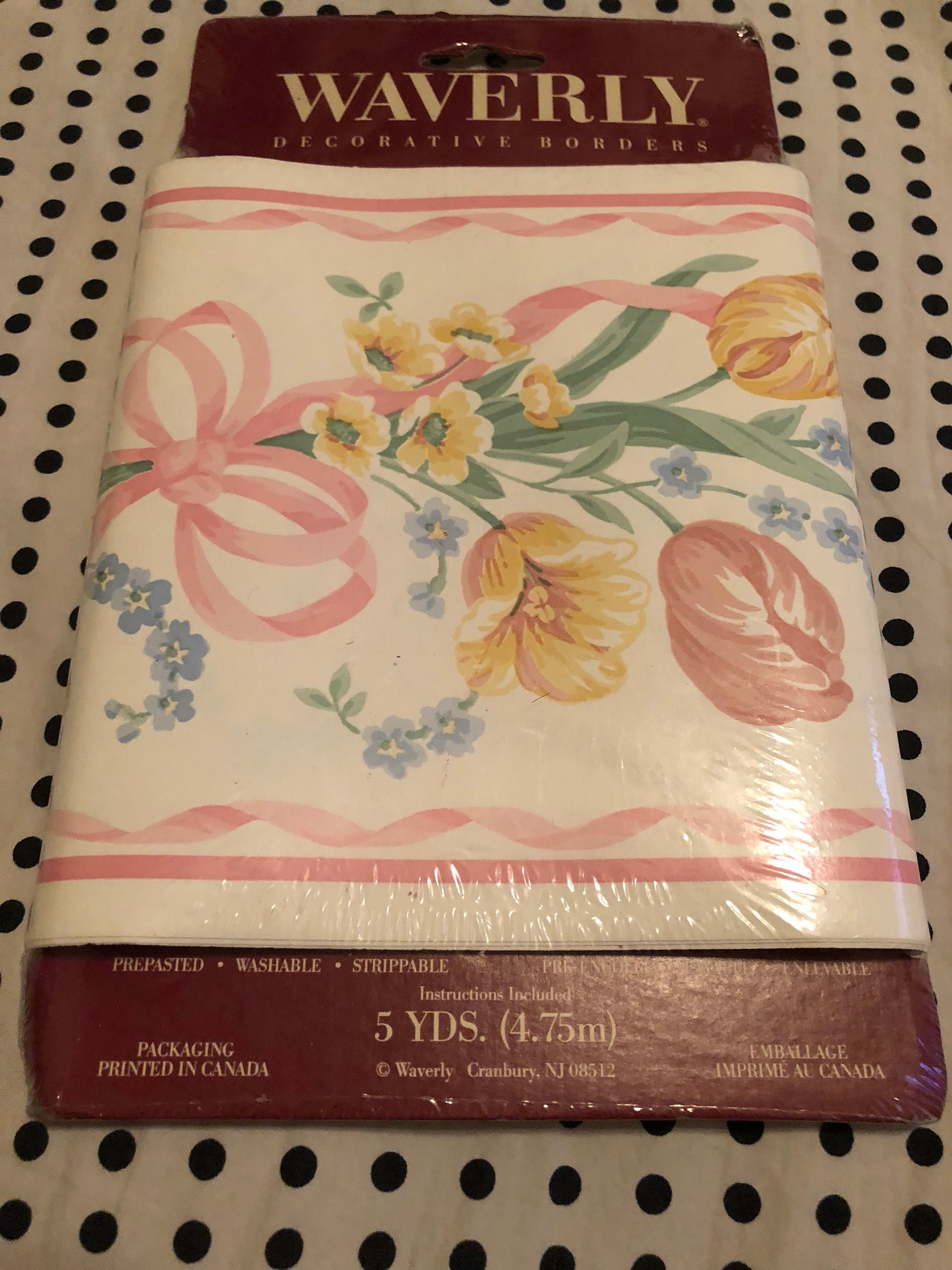 Waverly Decorative Pink Roses Floral Ribbons Wallpaper Border - Etsy