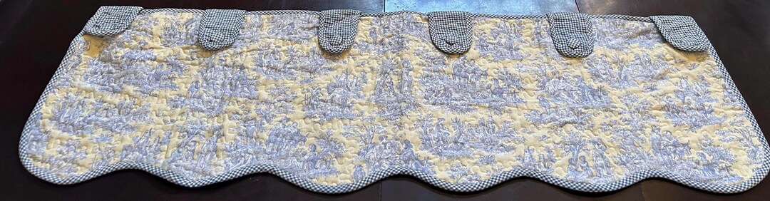 Waverly Vintage Quilted Blue and Yellow French Country Fabric Scallop ...