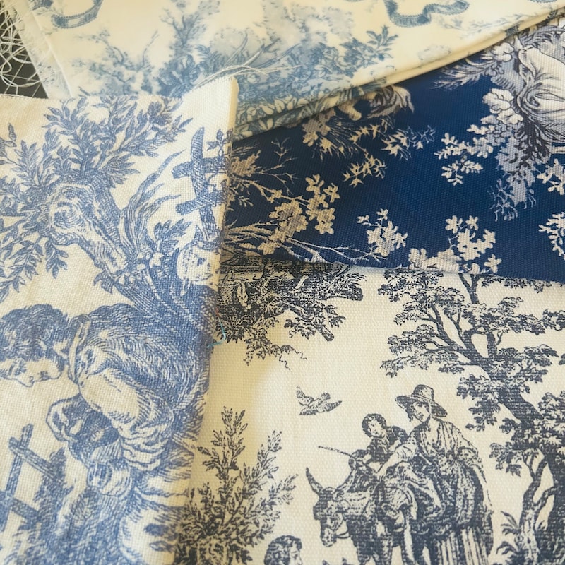 Blue Toile Fabric - Etsy