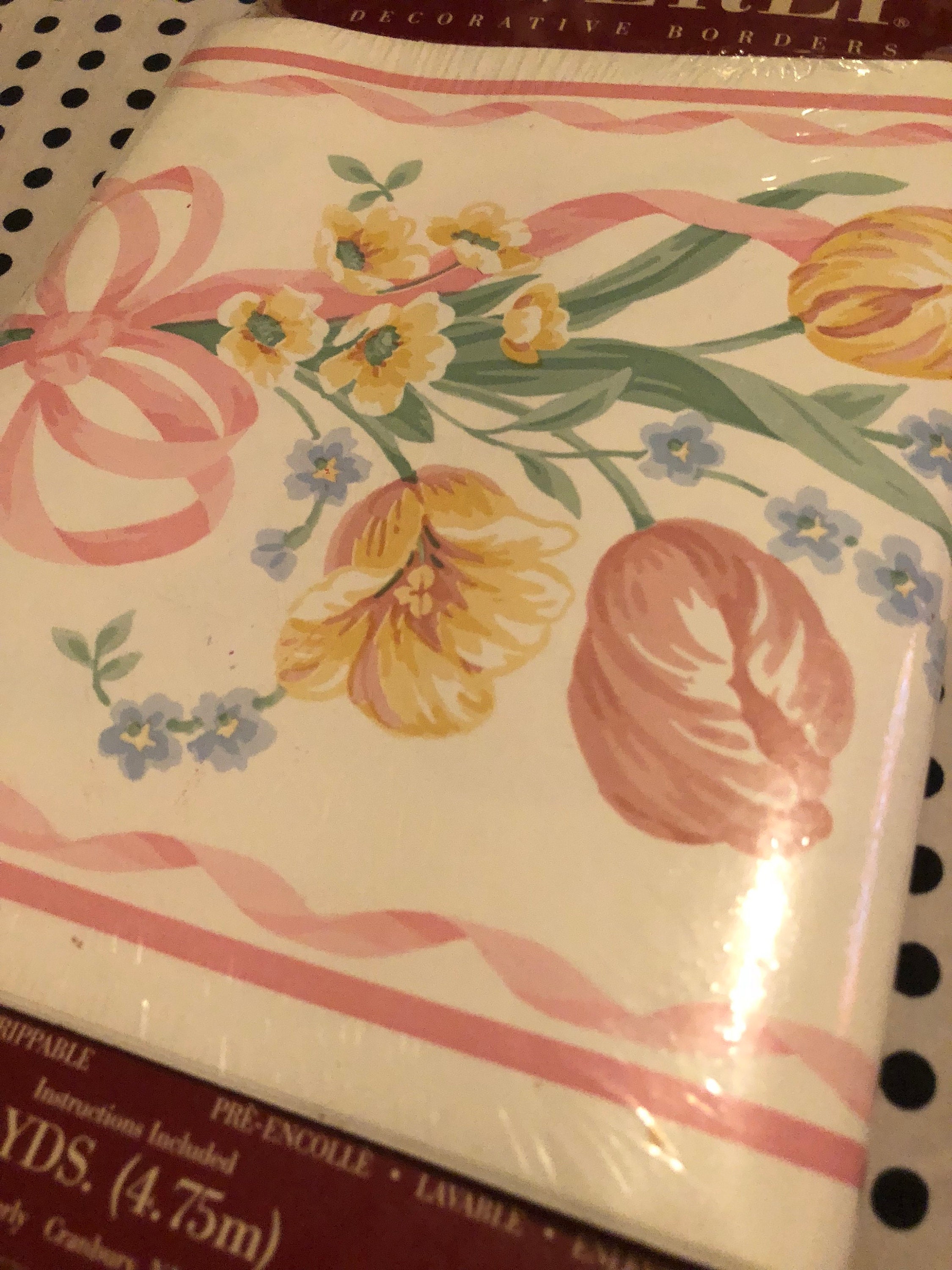 Waverly Decorative Pink Roses Floral Ribbons Wallpaper Border - Etsy